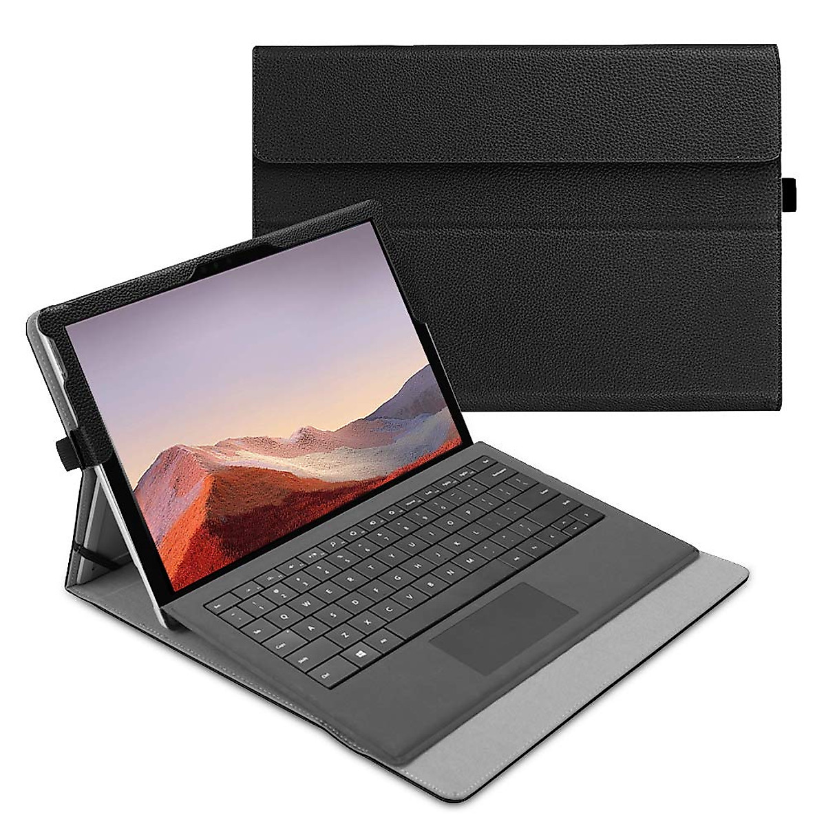 Fintie Case for Microsoft Surface Pro 7 Plus, Surface Pro 7/6/5/4/3 12.3 Inch Tablet - Multiple Angle Viewing Portfolio Business Cover, Compatible w/Type Cover Keyboard, Black