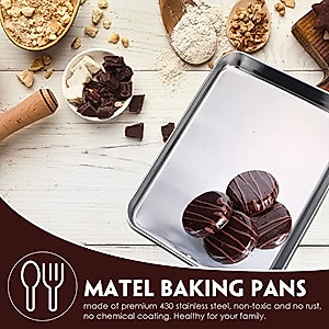 12 Pieces Baking Sheet Pan Cookie Sheet Set for Oven Stainless Steel Small Baking Pan 10 x 8 x 1 Inch Cake Toaster Roasting Metal Rectangle Trays, Oven and Dishwasher Safe