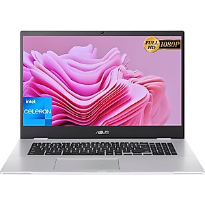 Asus 2023 Newest Chromebook, 17.3 inch FHD Display, Intel Celeron-N4500 Processor, 4GB RAM, 128GB Storage (64GB EMMC+64GB SD Card), Intel UHD Graphics 630, Wi-Fi 6, Long Battery Life, Chrome OS