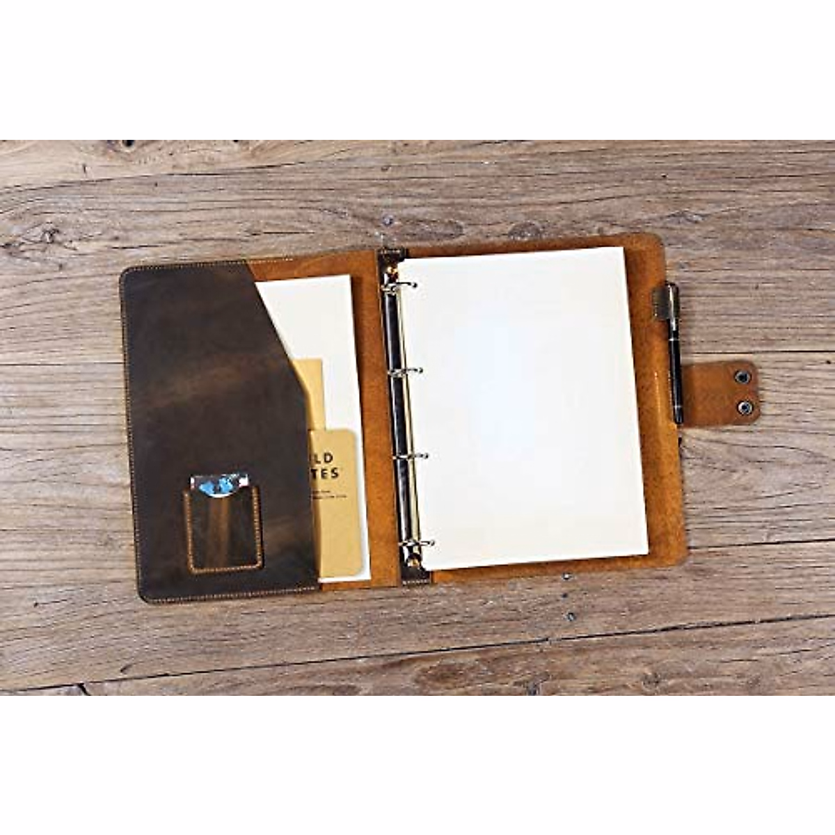 Personalised leather A4 ring binder, retro leather A4 4 ring binder folder, leather A4 portfolio NA405BS