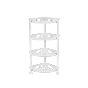 3, 4, 5-tier shower caddy bathroom organizer | Corner shelf for bathroom accessories | Plastic Rustproof Standing Shower Rack with Drain Holes (4-Tier)
