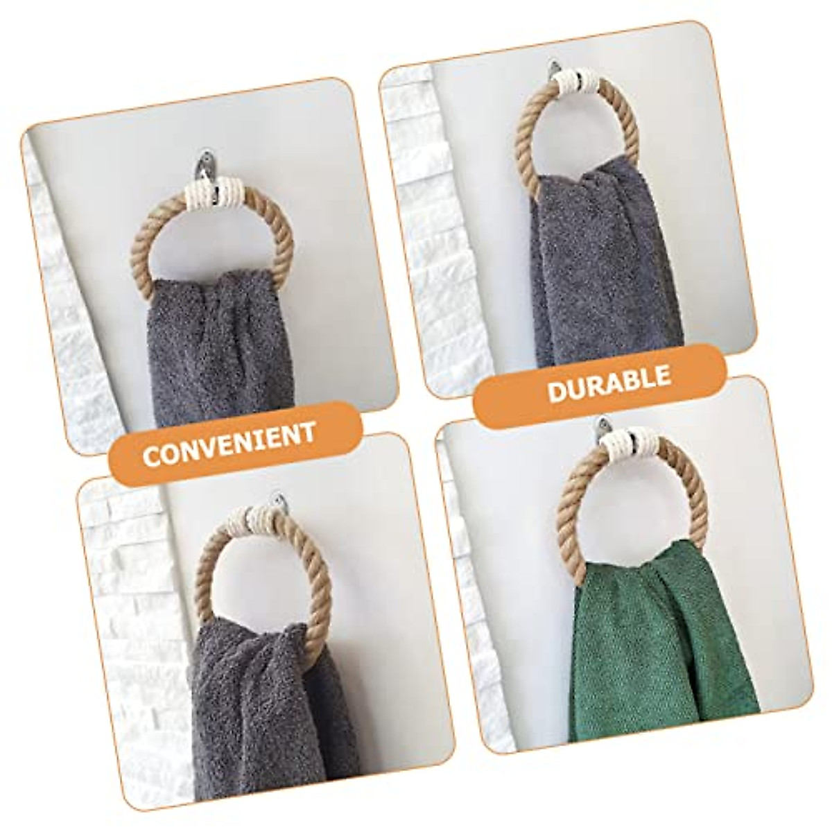 Veemoon Kitchen Rings Wooden Stand Wall-Mounted Bohemian Woven Decorative Accessories Hand Ring Bath Shower Design Storage Rope Bathroom Mount Holder Towel Bedroom Shape Rack Rustic