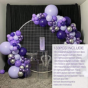 Macaron Purple Balloon Arch Garland Kit-Macaron Purple Balloon Metallic Purple Balloon 133Pcs for Birthday,Gender Reveal,Baby Shower,Wedding,Engagement,Christmas and Bachelor Party Decoration.