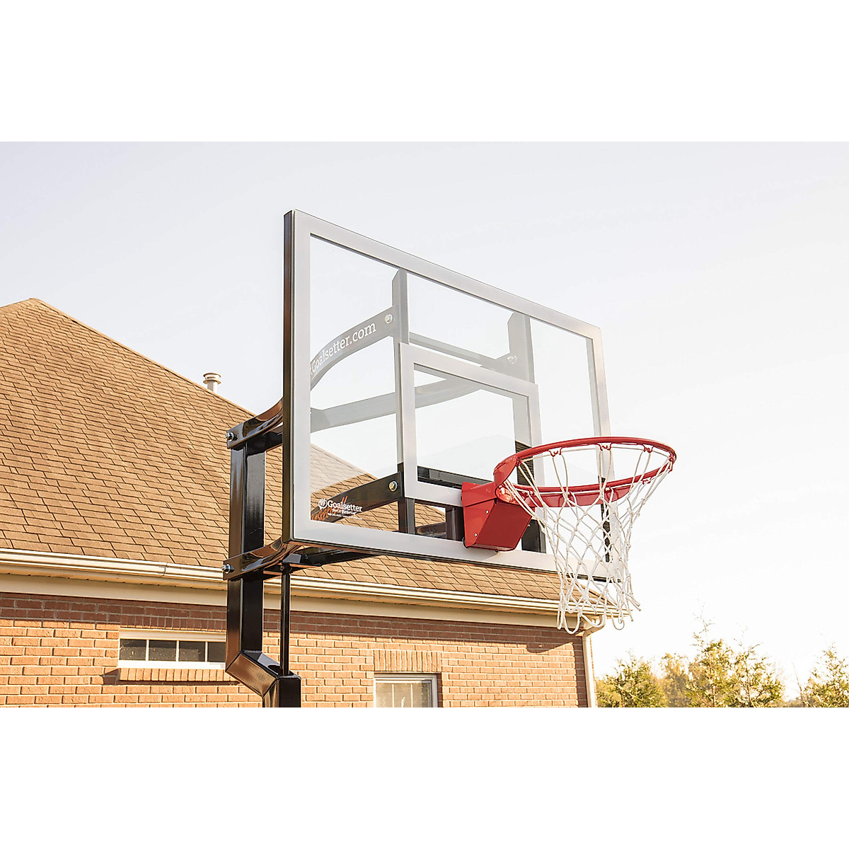 Goalsetter Contender In Ground Adjustable Basketball System with 54-Inch Glass Backboard and Flex Rim, Black (SS44554G3W)