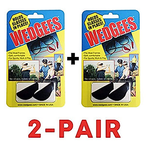 Wedgees 2-Pair Eyeglass Retainers and Eyewear Holders (Black Sport)