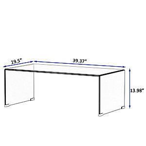 IANIYA Tempered Glass Coffee Table for Modern Living Room Decor, Easy to Clean with Safe Rounded Edges and Durable Design, 39.3" L x 19.6" W x 13.78" H (1, Transparent Coffee Table)