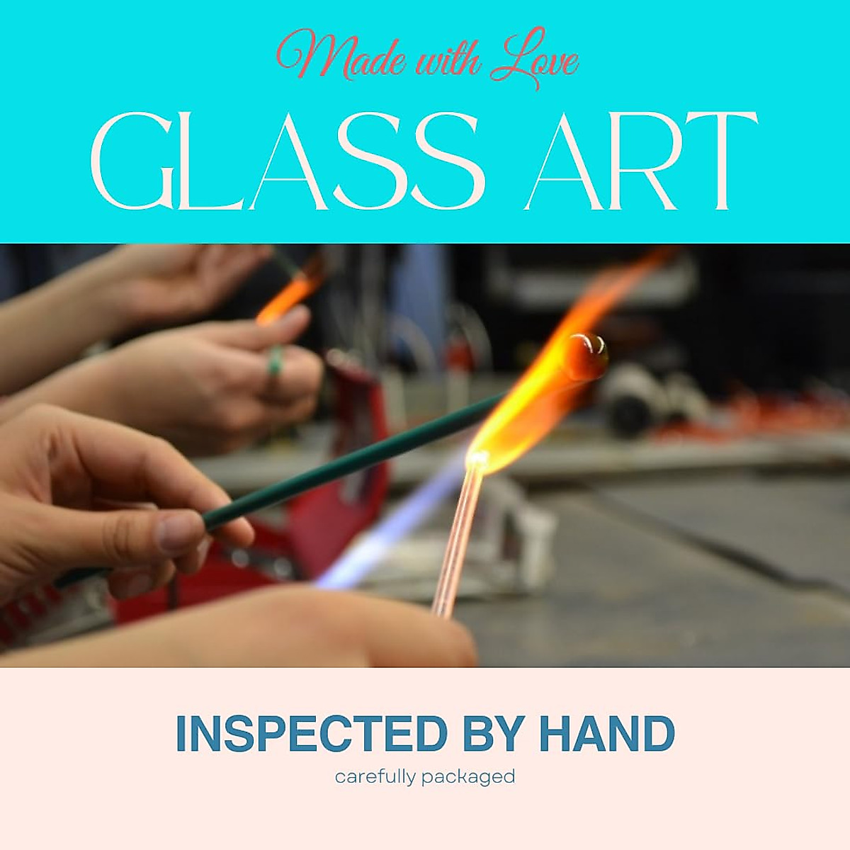 BESHEEK Handmade Murano Inspired Blown Abstract Glass Lampwork Art Pendant Necklace for Women Handcrafted Artisan Hypoallergenic Italian Style Jewelry (Goldtone Leaf Glass)