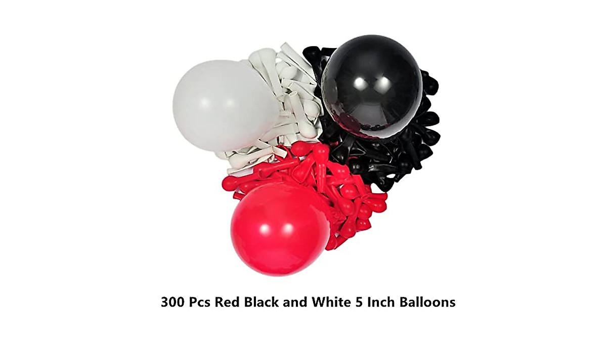 300 Pack Mini Red Black White Balloons for Parties