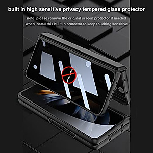 Libeagle Compatible with Samsung Galaxy Z Fold 4 Case [Built-in Privacy Screen Protector][Magnetic Hinge Protection][Adjustable Kickstand][Wireless Charging][Thin & Slim] Cover 5G 2022-Black