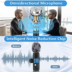 BZXZB Wireless Lavalier Microphone for iPhone - Android Phone/Pad/Camera/Laptop Audio Recording, Newest Professional 2 Pack Mini Lapel Mics for YouTube/Interview/Vlog/Livestream/Podcast