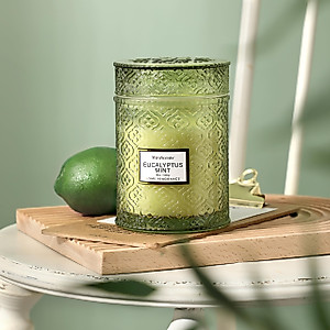 Eucalyptus Mint Scented Candles, Large Natural Soy Candle, 88 Hours Burning Time, Decorative Candles in Glass, Aromatherapy Candle Gift for Women, 19oz