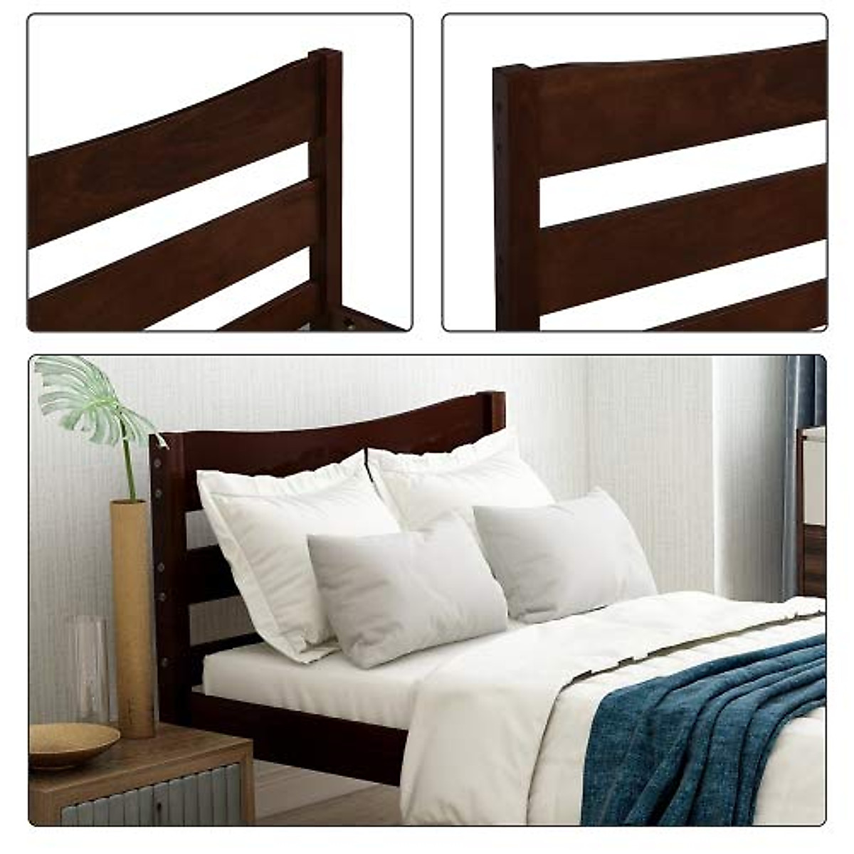 Anwickmak Twin Bed Frames with Headboard and Footboard, Wood Platform Kids Twin Bed, Single Bed Frame with Slat Supports, No Box Spring Needed (Espresso)