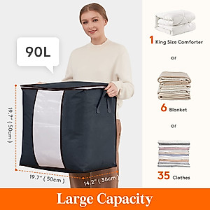 Lifewit 3 Pack 90L Clothes Storage Bag, Bundle with 3 Pack 35L Clothes Storage Bag, Grey