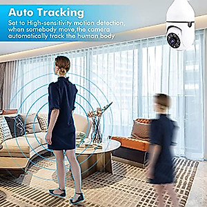 Light Bulb Security Camera 2.4GHz/5GHz WiFi 360 Wireless Light Bulb Camera for Home Security Motion Tracking Alarm, 1080P Light Socket Cameras Night Vision Two-Way Talk Compatible with Alexa, Tuya