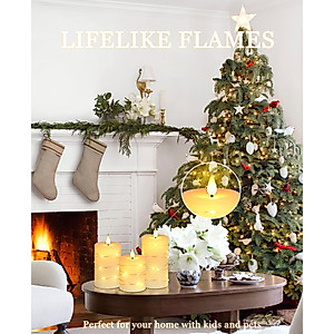 Flameless Candles With Remote, Battery Operated Candles LED Candles with string lights Flickering Candles with Timer, 4‘’ 5‘’ 6‘’ Candle For Seasonal and Festival Celebration’s Candles set of 3