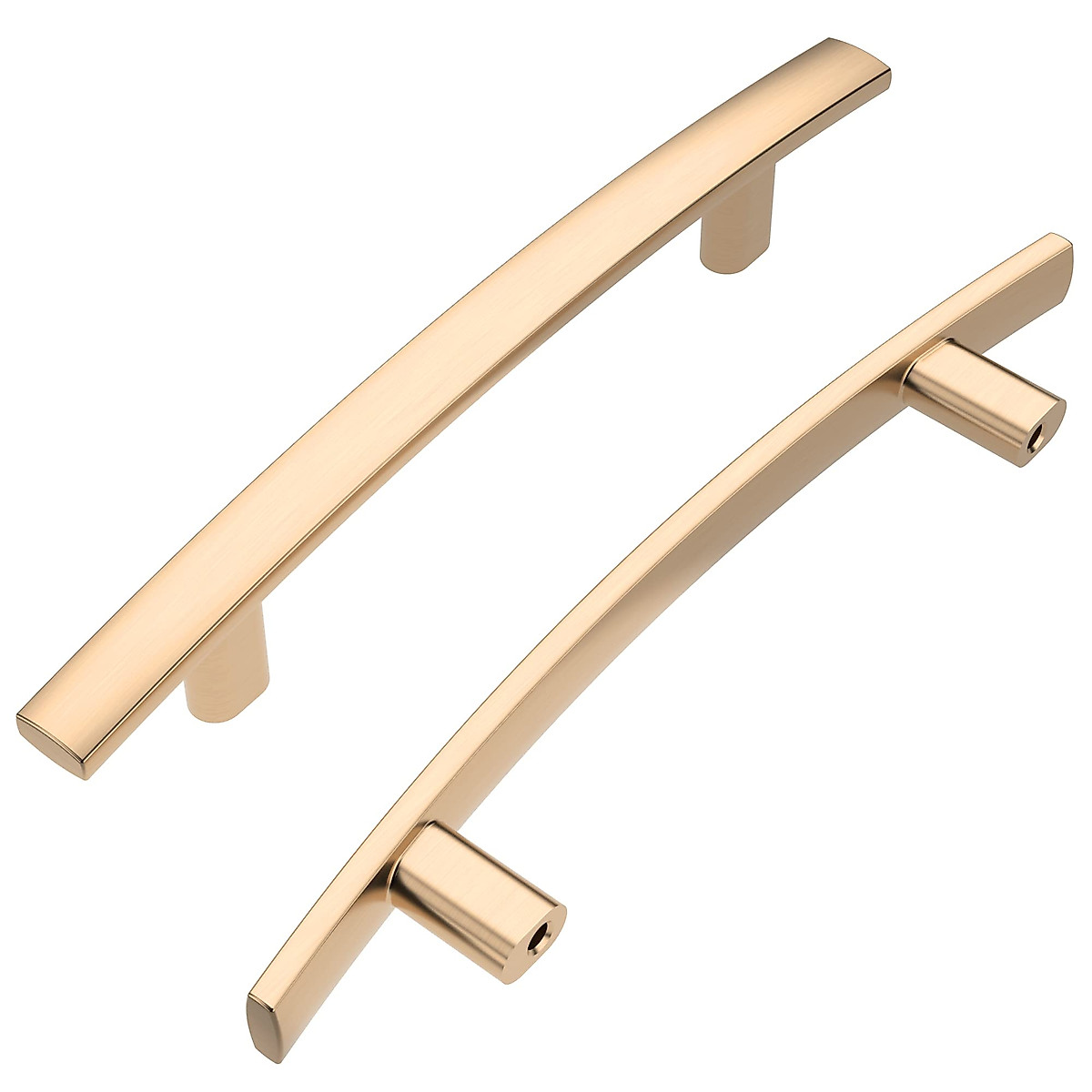 Alzassbg 10 Pack Brushed Brass Cabinet Pulls, 3-3/4 Inch(96mm) Hole Centers Gold Cabinet Handles Hardware Modern Arch Bar Drawer Handle Pull AL3092BB