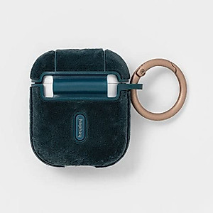 Crushed Velvet Dark Teal Hard Shell Apple Airpod Earbud Case Gen 1 Gen2