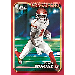2024 Topps Chrome Football 7-Pack Trading Card Blaster Box (1 Prism Refractor Per Box)