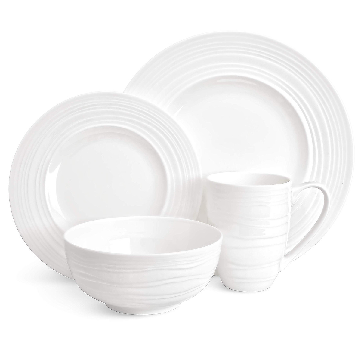 Divitis Home Infinity bone china dinnerware set 16pcs, Round Plates (Soup Bowls, Dinner Plates, Salad Plates), Dinnerware Sets, Dinner Plates, Plates and Bowls Sets (Infinity)