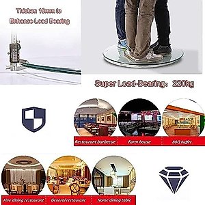 Lazy Susans Turntable Tempered Glass Lazy Susan Turntable， Round Clear Serving Plate Rotating Stand Kitchen Dining Table Tray Tabletop Organizer Spices Storage Holder (Size : 60cm/23.6)