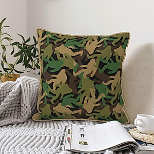 Augenstern Zippered Pillow Protectors Cover Case Bigf-Oot-Camouflage-Camo Decorative Throw Pillow Cover Square Cushion Case 18"X18"
