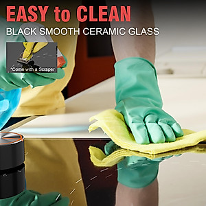 Plug-in 2 Burner Electric Cooktop, 120v Knob Electric Stove Top, 12 Inch Built-in Radiant Electric Stove 110v, Electrics Ceramic Cooktop with Child Safety Lock, Timer, Over-Temperature Protection