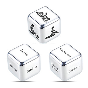3PCS Love Dice for Adults, Wedding Gifts for Couples, Bachelorette Party Games for Bride, Bridal Shower Gifts, 50th Anniversary, 11th Anniversary Steel, Couple Game for Date Night, Christmas Valentine