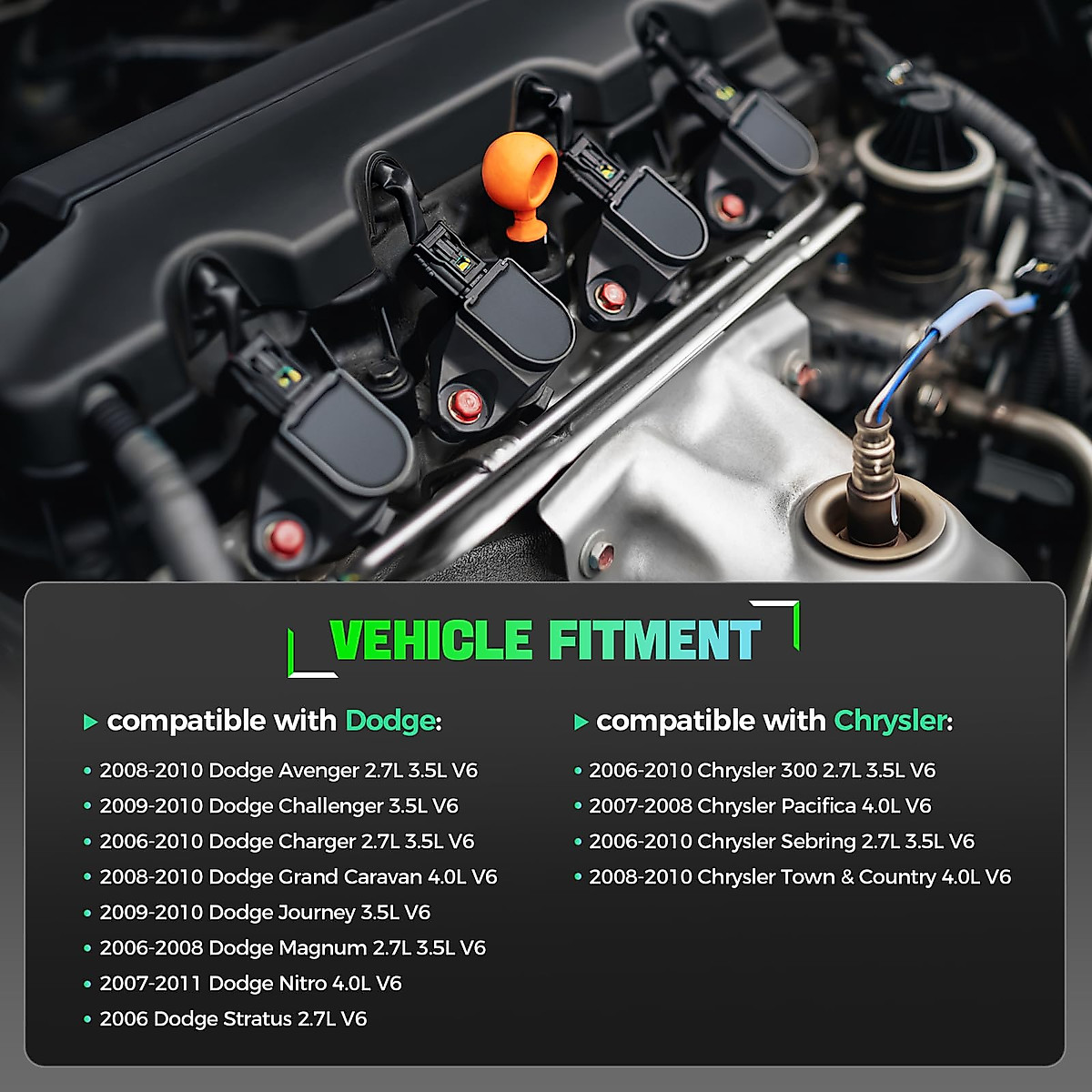 Set of 6 Ignition Coil Pack Compatible with 2006-2010 Dodge Charger Nitro Magnum Grand Caravan & Chrysler 300 Sebring Pacifica Town & Country 2.7L 3.5L 4.0L V6 - Replace# 4606869AA 4606869AB UF502