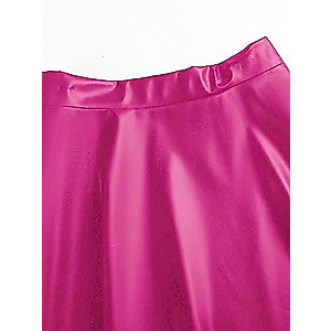 MakeMeChic Women's Plus Size Pleated Leather Mini Skirt High Waist A Line Skater PU Leather Short Skirt Hot Pink 4XL