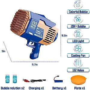 Bubble Machine Gun Kids Toys: 35000+ Bubbles Bazooka Bubble Gun Blaster Blower for Toddlers Girls Boys Ages 3 4 5 6 7 8 9 10 11 12 Year Old Outdoor Summer Fun Gifts Birthday Party Wedding