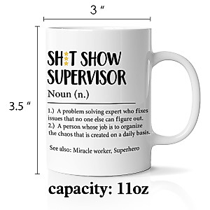 Hijie Supervisor Funny Coffee Mug, Supervisor Gifts for Women Men, Thank You Gifts for Manager Coworker Mentor Leader Boss, Supervisor Mug, 11 Oz Ceramic Cup