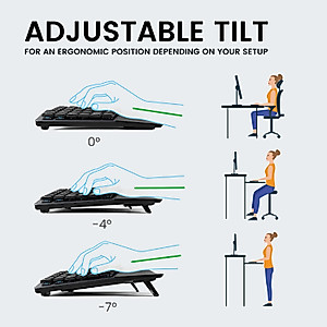 Perixx PERIBOARD-335BL Wired Ergonomic Mechanical Compact Keyboard - Low-Profile Blue Clicky Switches - Programmable Feature with Macro Keys - Compatible with Windows and Mac OS X - US English