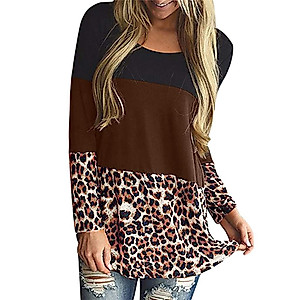 Women Maternity/Nursing T Shirt Pullover Labor/Delivery/Hospital Pregnancy Long Sleeve Tunics Leopard Print Sweatshirts (Coffee, S)