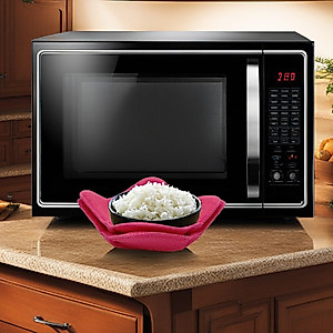 ULVEOL Set of 2 Pink Microwave Bowl Cloth Hot Pads Pot Holders Hot Pad Pot Holder Microwavable Bowl Cozies for Food, Ooma, Ramen Bowl Cozy or Soup Koozie, Good Kitchen Accessories, Gadgets