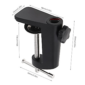 RTNLIT Universal C Shape Table Mounting Clamp for Microphone Suspension Boom Scissor Arm Stand Holder with Adjustable Positioning Screw, Fits up to 2.16"/5.5cm Desktop Thickness-Black