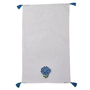 Two's Company Hydrangea Set of 2 Dish Towels with Decorative Tassels - Cotton