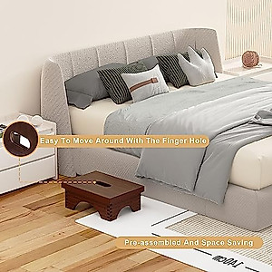 ECROCY Wooden Bedside Step Stool Indoor & Outdoor Mobility Step Stool- 16.5 Inches x 11.8 Inches x 6.5 Inches Portable One Step Stool - Dark Walnut