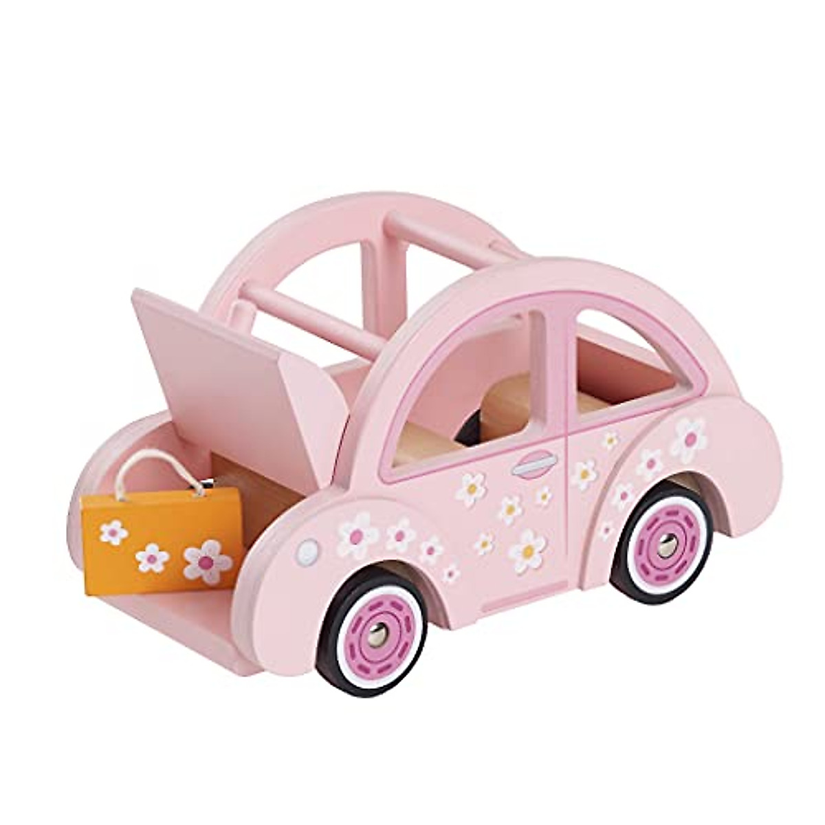 Le Toy Van - Wooden Daisylane Sophie's Car Accessories Play Set for Dolls Houses - Wooden Car Toy with Luggage Accessory - Dollhouse Accessories - Suitable for Ages 2+,Bright Pink, Medium