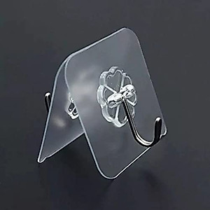 ONESTEP CLUB Adhesive Hooks for Hanging Heavy Duty Wall Hooks Self Adhesive Towel Coat Hooks Waterproof Transparent Hooks for Bathroom Kitchen Keys Door Outdoor Home Improvement Utility Hook 12 Pack