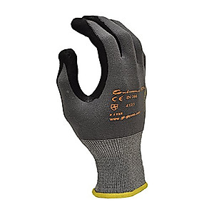 G & F Products Endurance Pro Seamless Knit Nylon Gloves with Micro Form Nitrile Grip, LARGE (Pack of 12) (1529L-DZ) Black