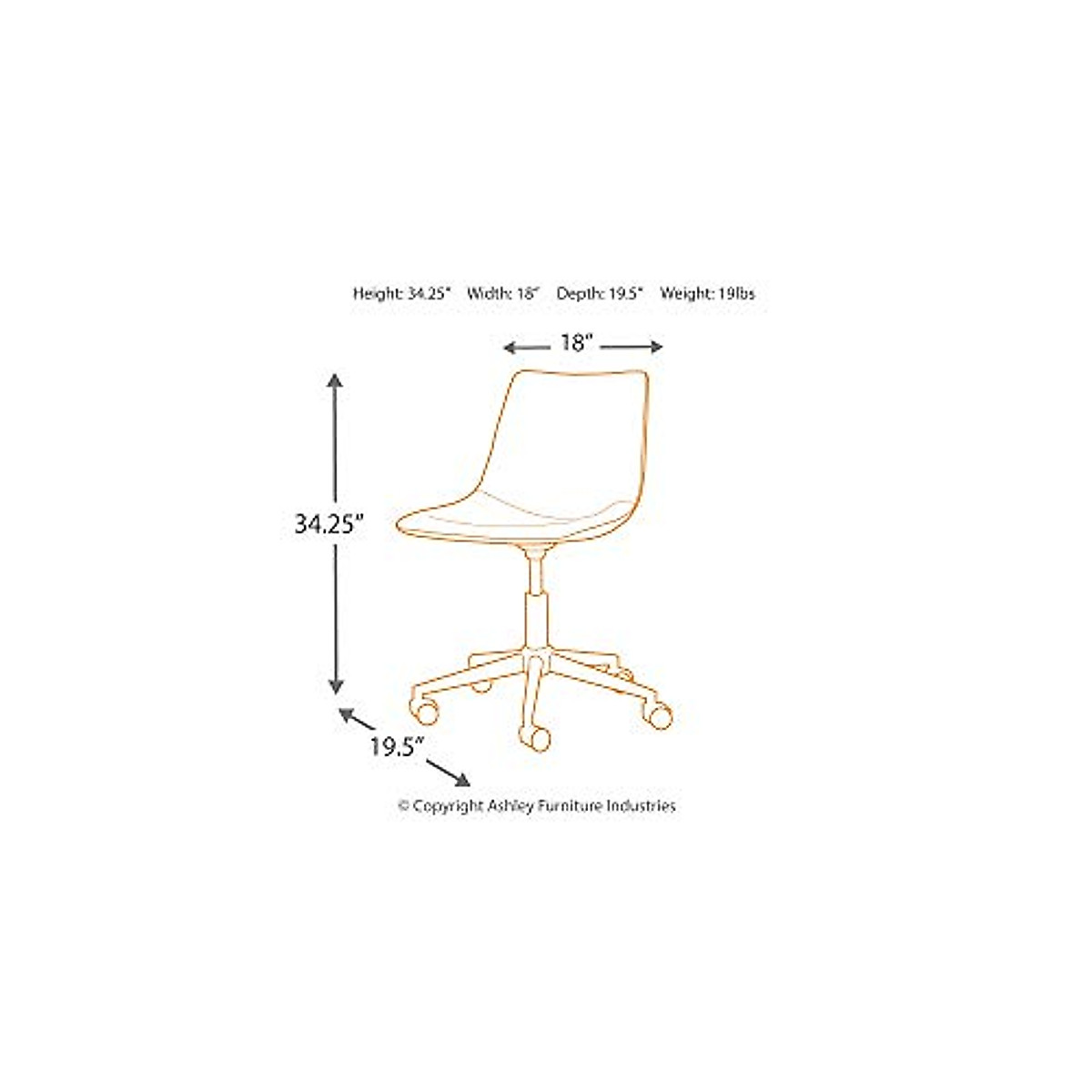 Signature Design by Ashley Faux Leather Adjustable Swivel Bucket Seat Home Office Desk Chair, Brown