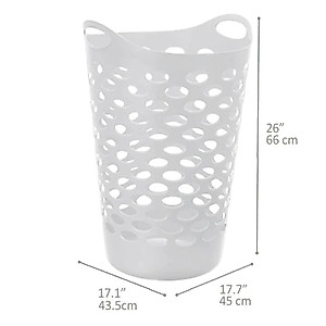 Tall Flex Laundry Basket Tall Plastic Hamper for Clothes, Bedroom, and Storage With handles 17.75" x 17.25" x 26"