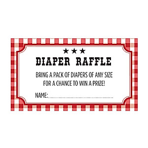 BBQ Baby-Q Diaper Raffle Baby Shower Cards - 24 count