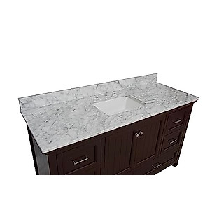 Kitchen Bath Collection Paige 60-inch Single Bathroom Vanity (Carrara/Chocolate): Includes Chocolate Cabinet with Authentic Italian Carrara Marble Countertop and White Ceramic Sink