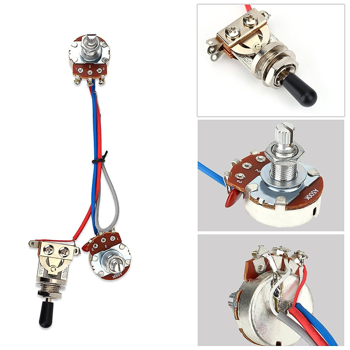 Electric Guitar Wiring Harness, Guitar Wiring Harness Kit 1 Volume 1 Tone 3 Way Toggle Switch 500K for Electric Guitar Electric Guitar Wiring Harness Electric Guitar Wiring Harness