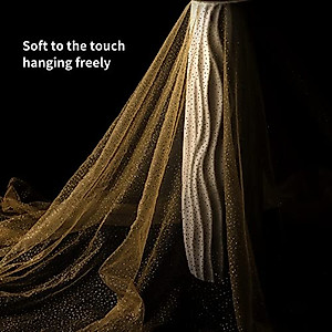 SHAYUAN 60" x 8 Yards Glitter Tulle Fabric Rolls for Bridal Veil Tutu Skirts Tulle Bolt Ribbons DIY Sewing Crafts Wedding Arch Bridal Showers Decoration Photography - Gold