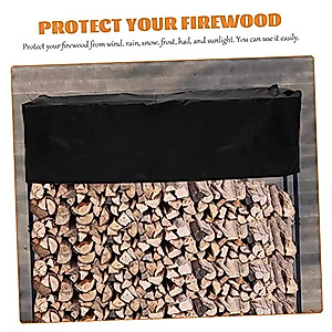 CLISPEED 3pcs Household Rack Protection Fire Fireplace Stand Cover Duty Black Sun Pit Holder Garden Cloth Rain Heavy Firewood Hoop Oxford Furniture Protector Covering Storage Outdoor