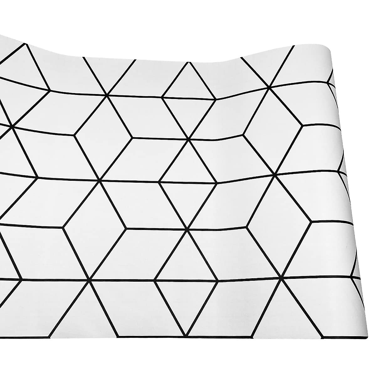 Yifasy Shelf Liner Black Cube Self-Adhesive Drawer Paper Furniture Protector Redo L Shaped Desk 118x17.7 Inch