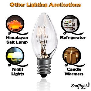Salt Rock Lamp Bulb 12 Pack. 15 Watt Replacement Bulbs for Himalayan Salt Lamps & Baskets, Chandeliers, Scentsy & Wax Warmers, Night Lights. E12 Socket with Candelabra Base, C7