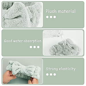 Pimoys 6 Pieces Spa Headband and Wristband Set, Women’s Makeup Headband Face Wash Headbands with Wrist Bands for Skin Care and Washing Face (Green and White)